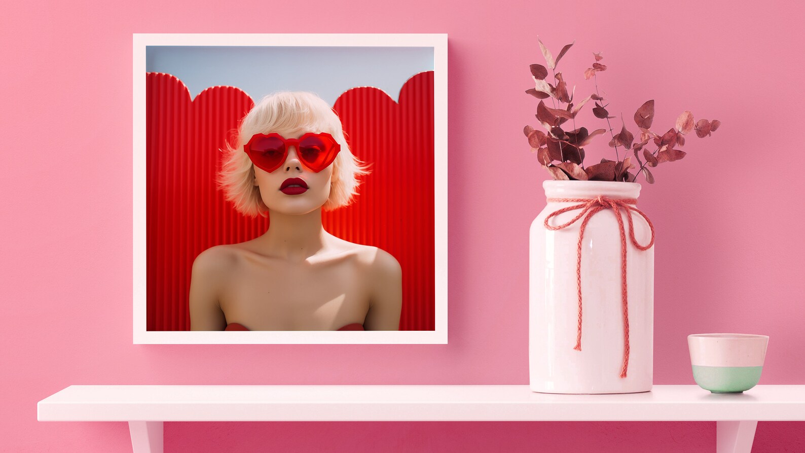 Heart Glasses - Digital Art Print Wall Art Instant Download Red Glasses ...