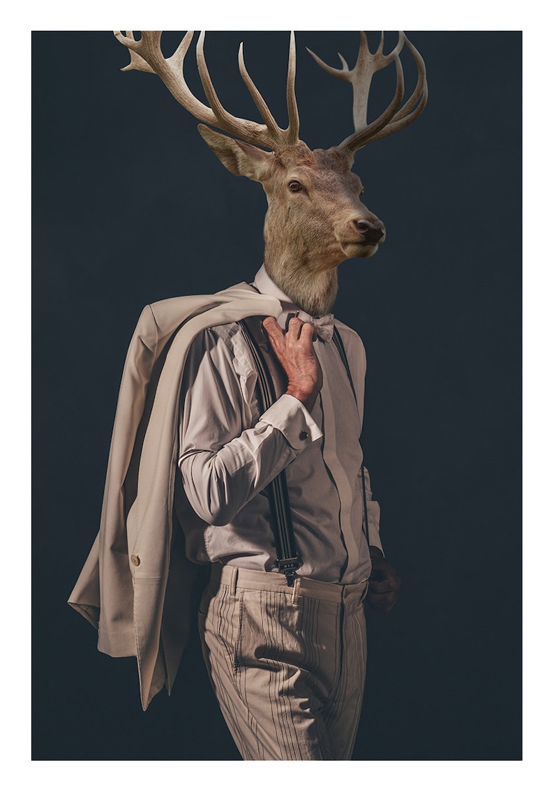 Deer Humanized Print Art Anthropomorphic Art Print Stag - Etsy