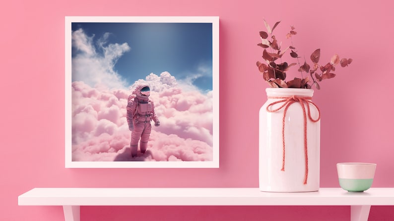 Pink Astronaut - Digital Art Print Wall Art Instant Download Pink ...