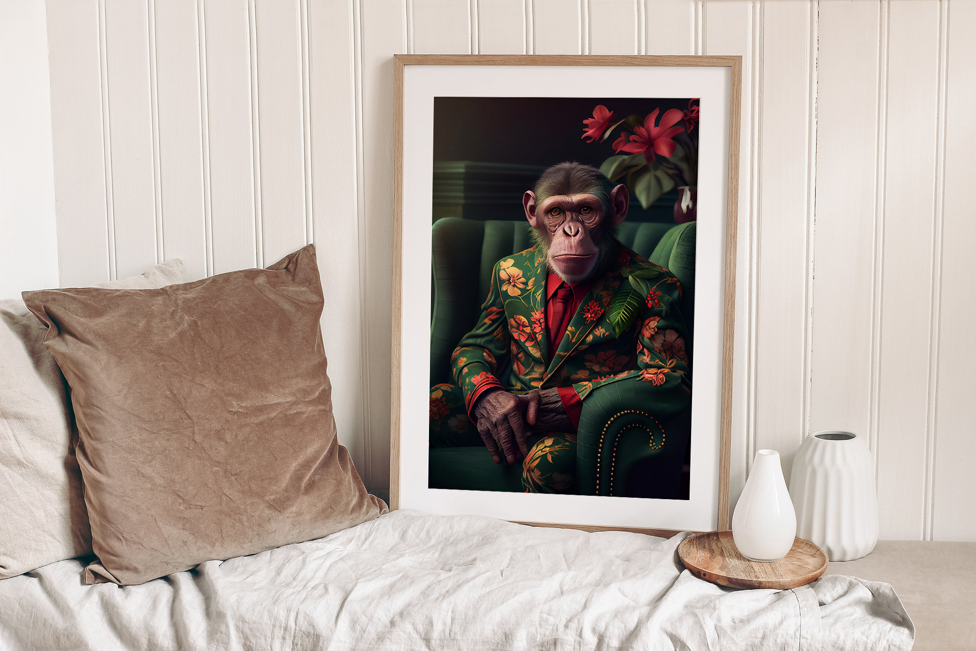 Digital Anthropomorphic Monkey Portrait Print Wall Art Poster, Primate ...