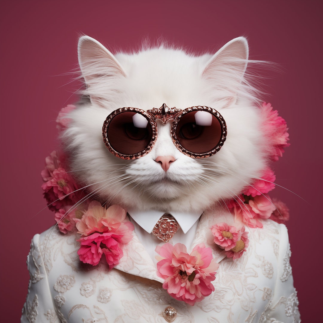 Stylist Cat Digital Art Print Wall Art Instant Download Cat Animal ...