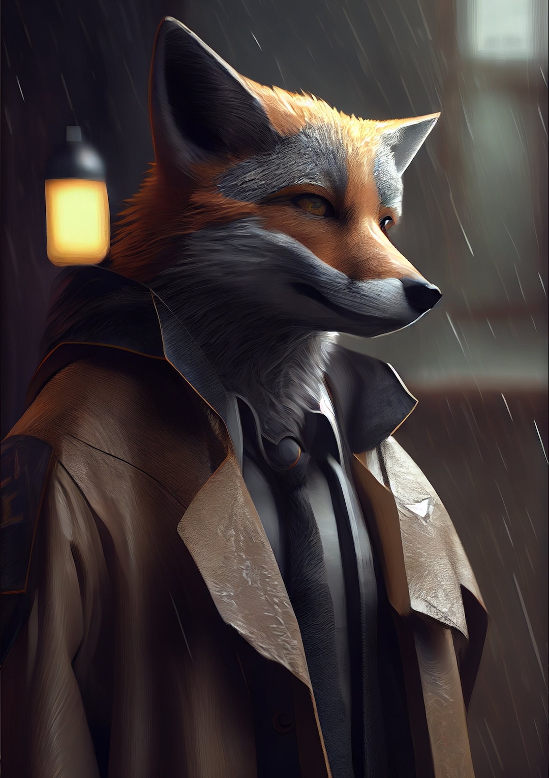 Digital Anthropomorphic Fox Portrait Fox Decor Fox Gifts - Etsy