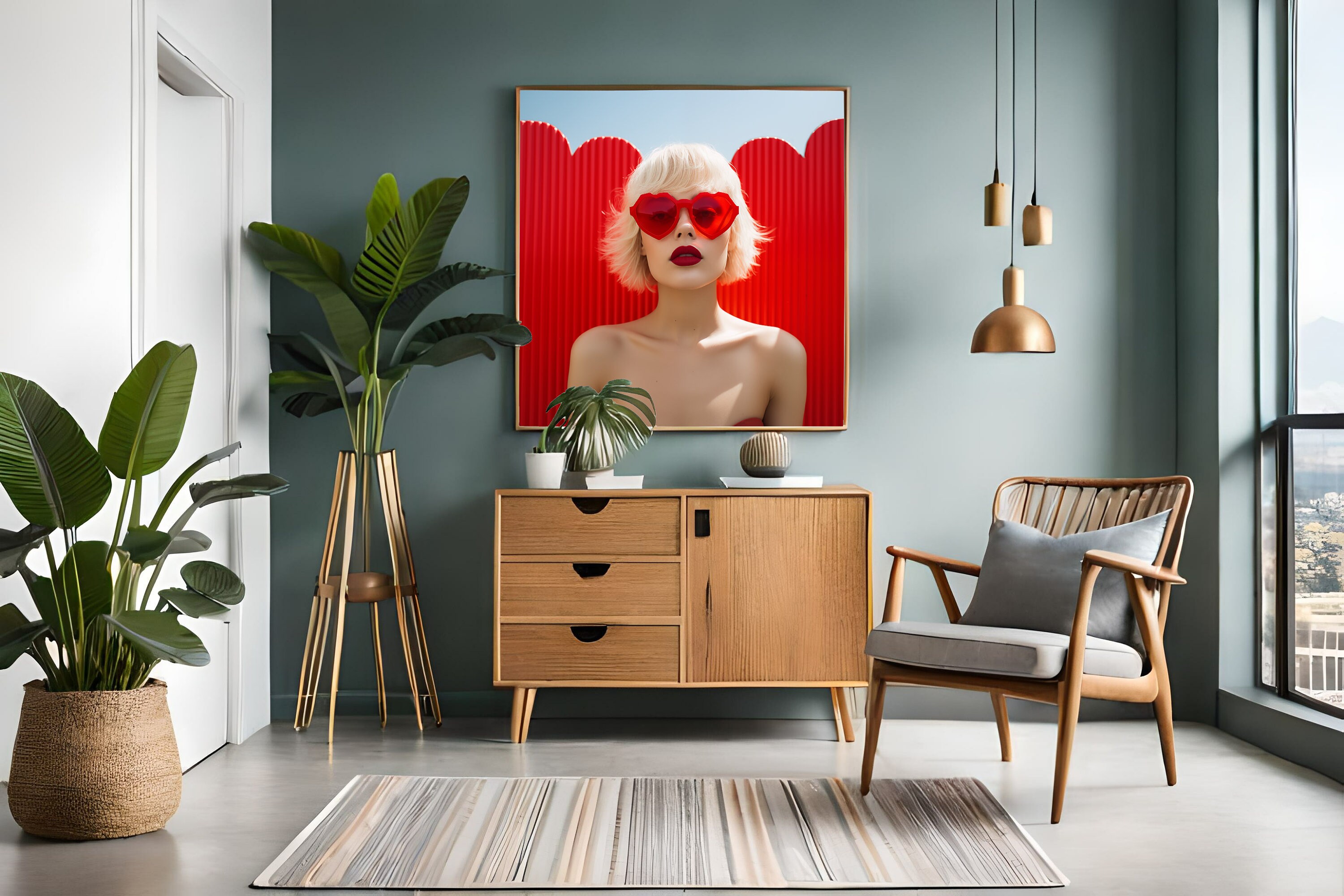 Heart Glasses - Digital Art Print Wall Art Instant Download Red Glasses ...