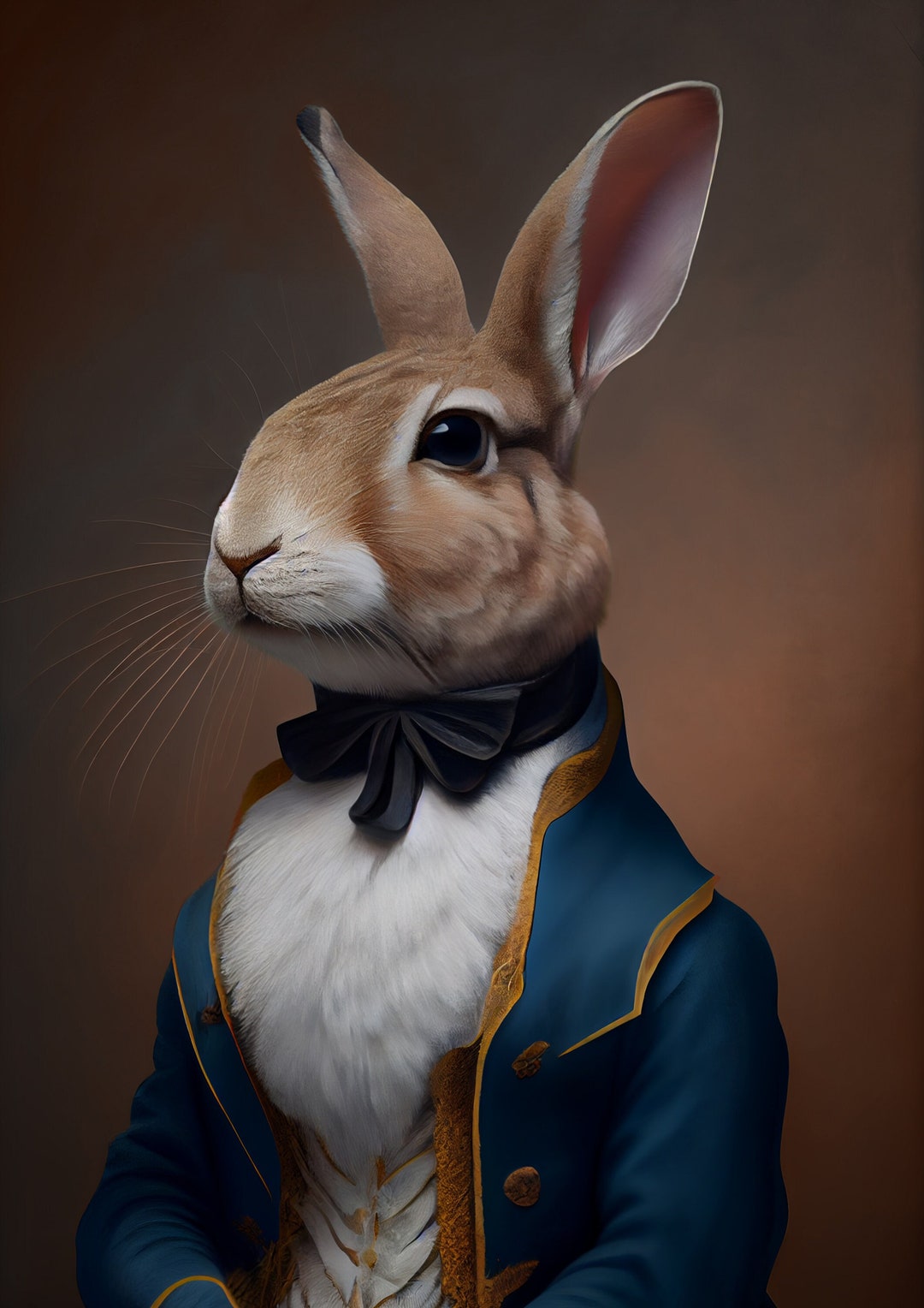 Digital Anthropomorphic Rabbit Portrait, Hare Art, Rabbit Hare Print ...