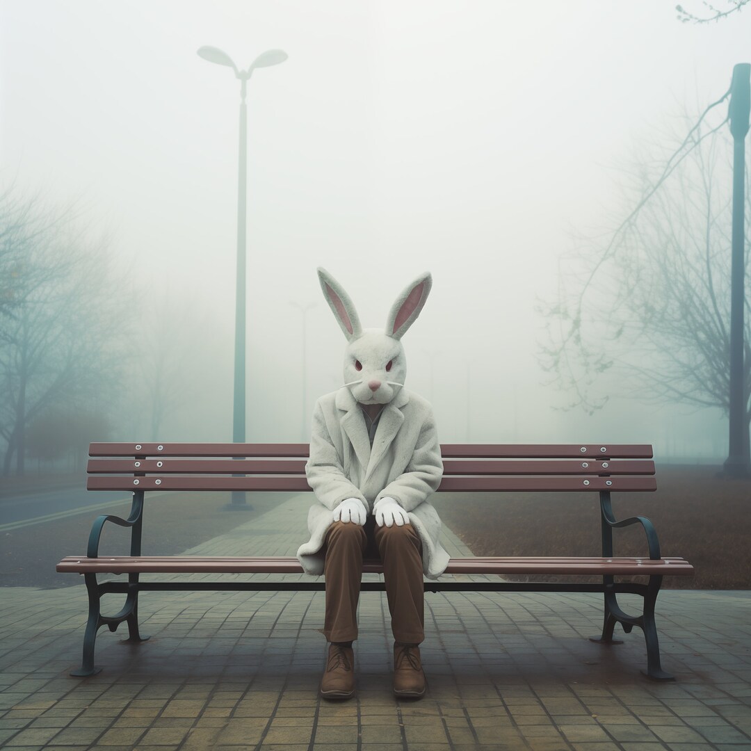Waiting Rabbit Digital Art Print Wall Art Instant Download Alice White ...