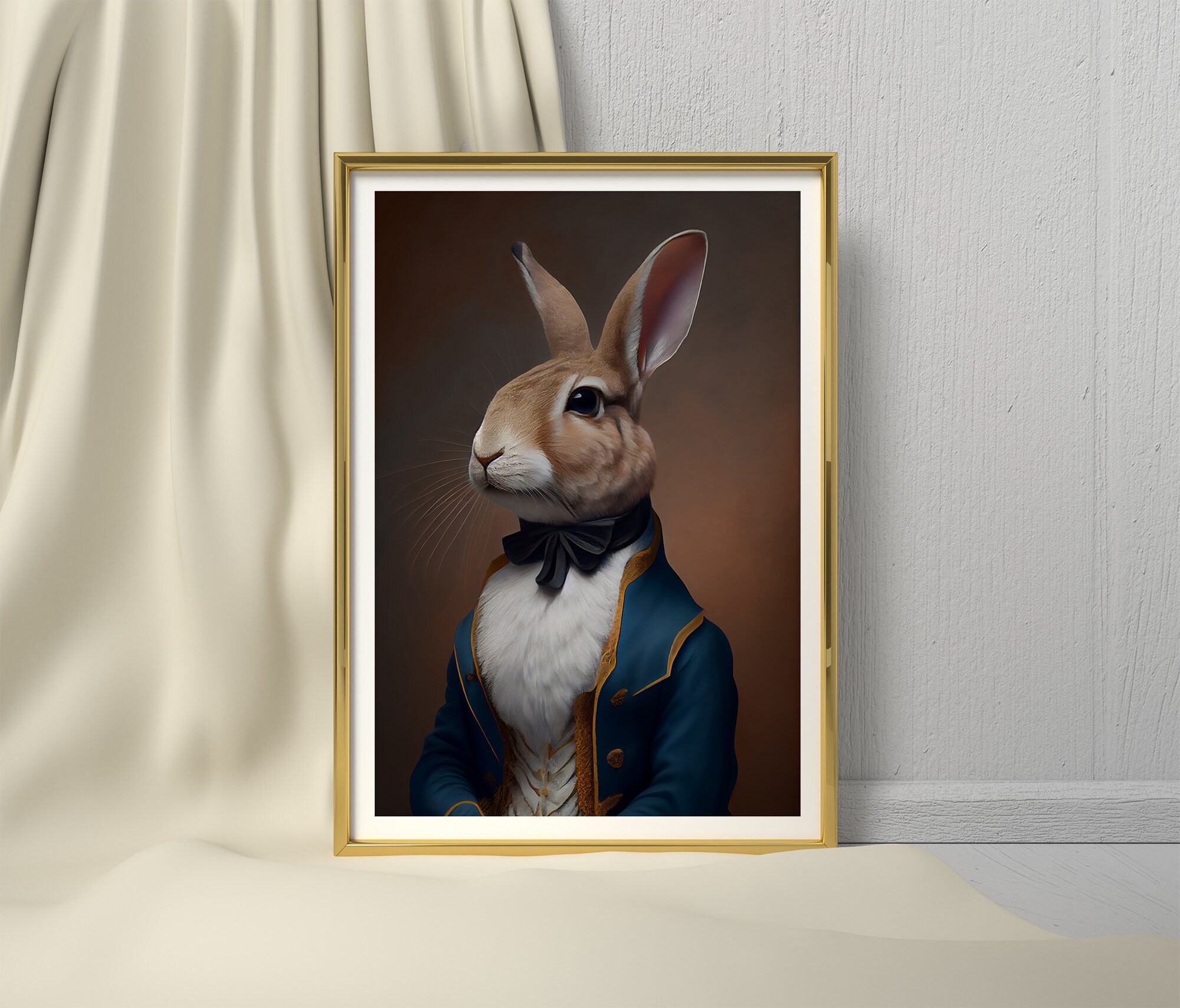 Digital Anthropomorphic Rabbit Portrait, Hare Art, Rabbit Hare Print ...
