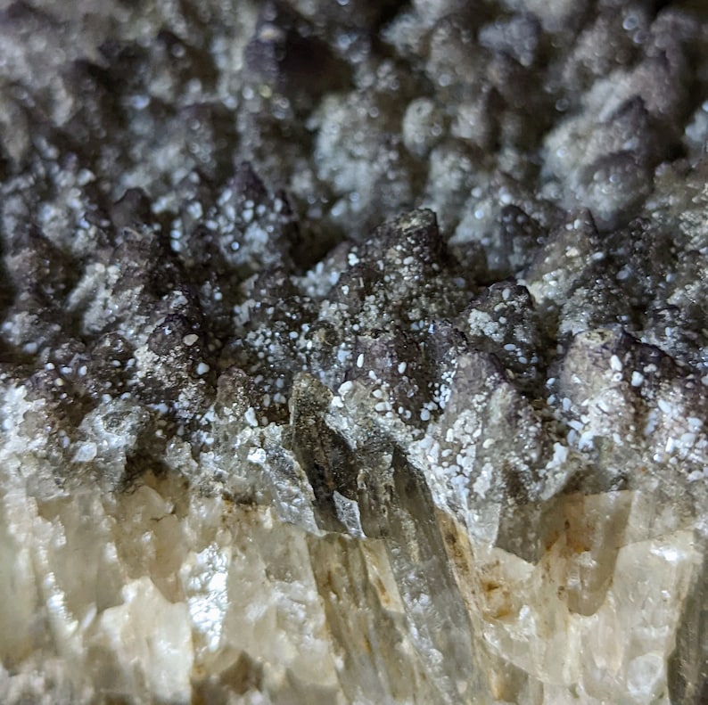 XL Dogtooth Calcite on Purple Fluorite With Selenite Druzy - Etsy