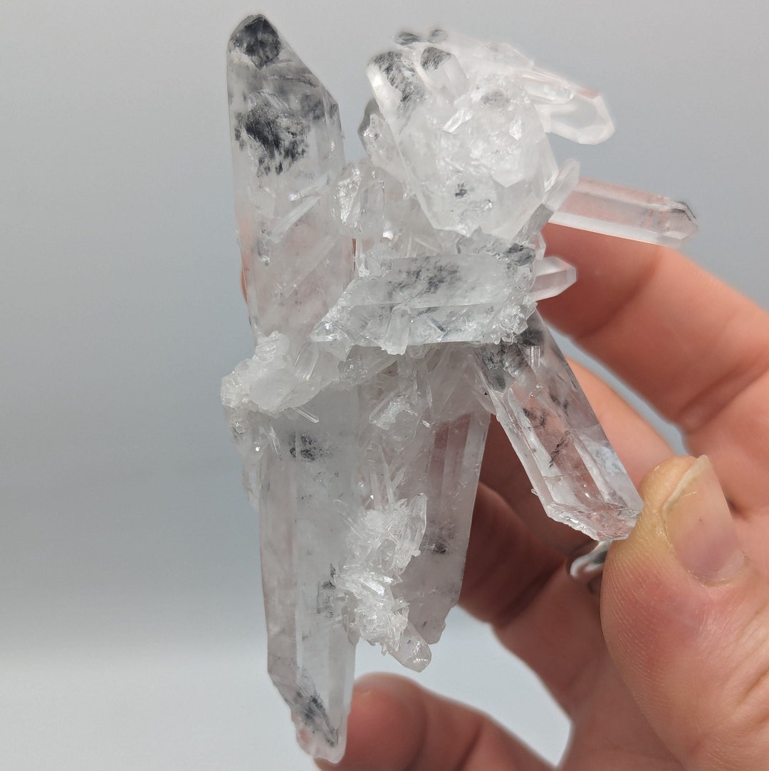 Tibetan Quartz Crystal Cluster With Carbon Inclusions - Etsy