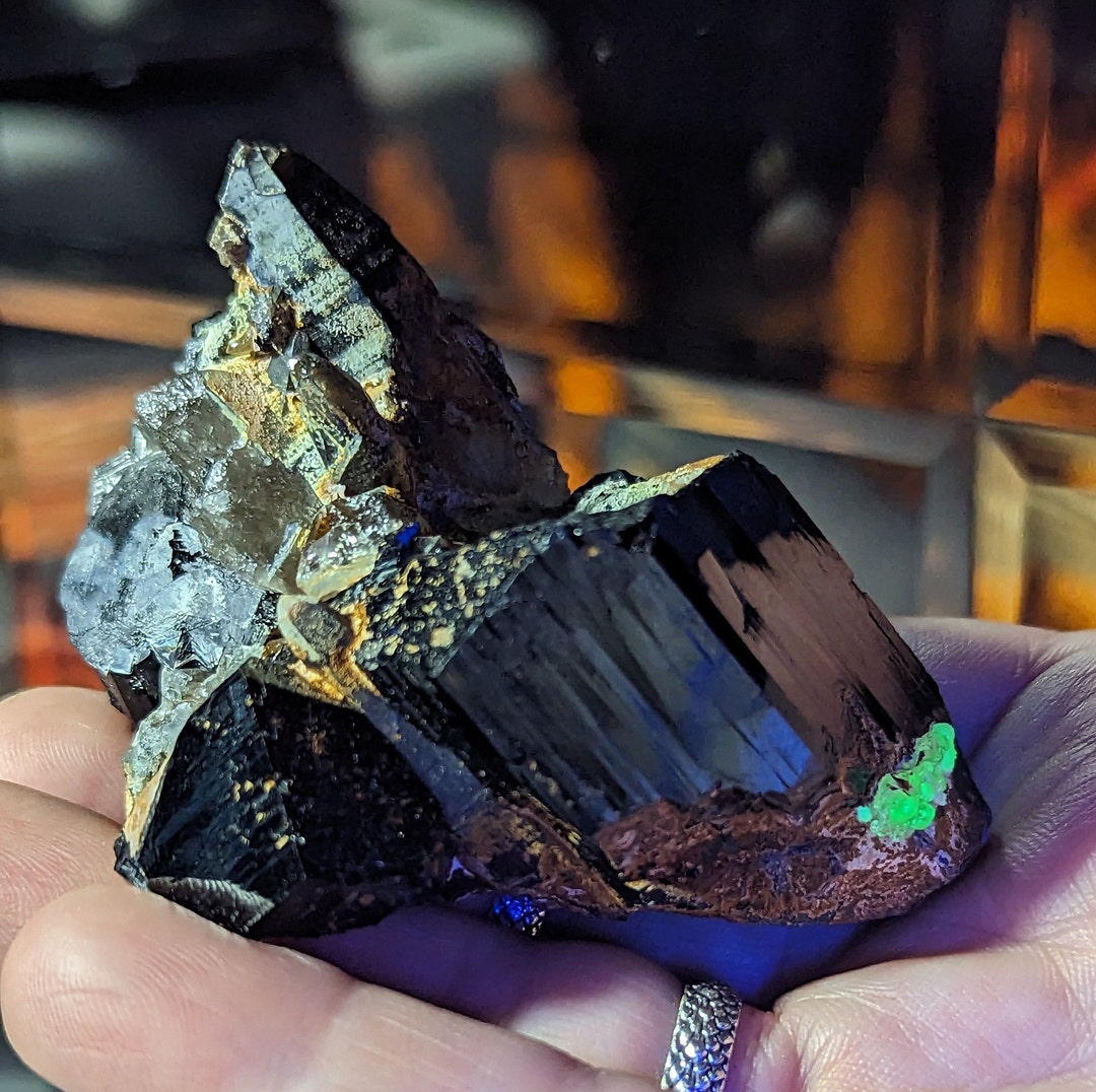 Black Tourmaline Crystal, Schorl With Mini Smoky Quartz Crystals With a ...