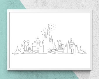 Disneyland Line Art - Etsy UK