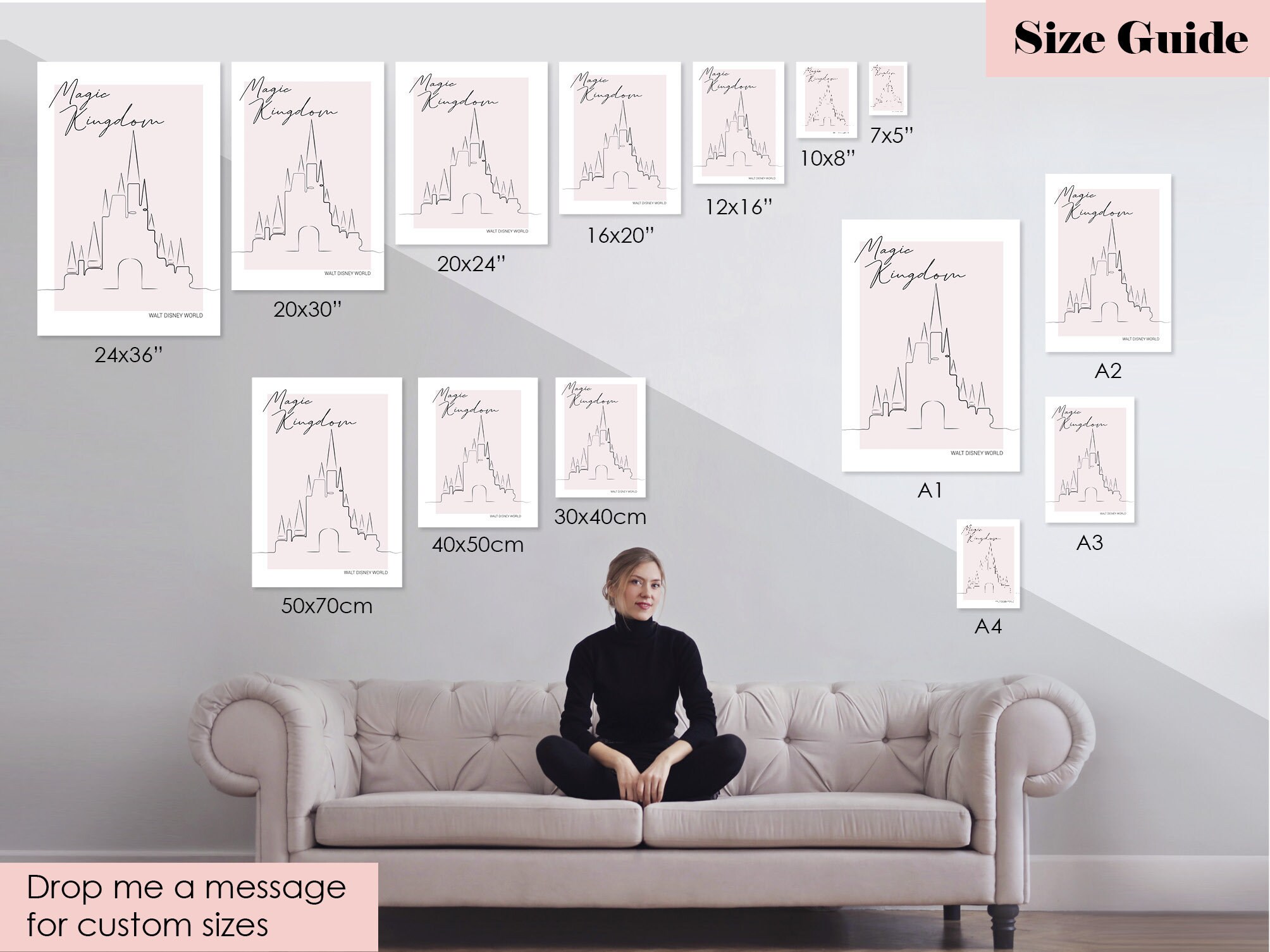 Cinderella Castle Line Art Print Disney World Orlando | Etsy