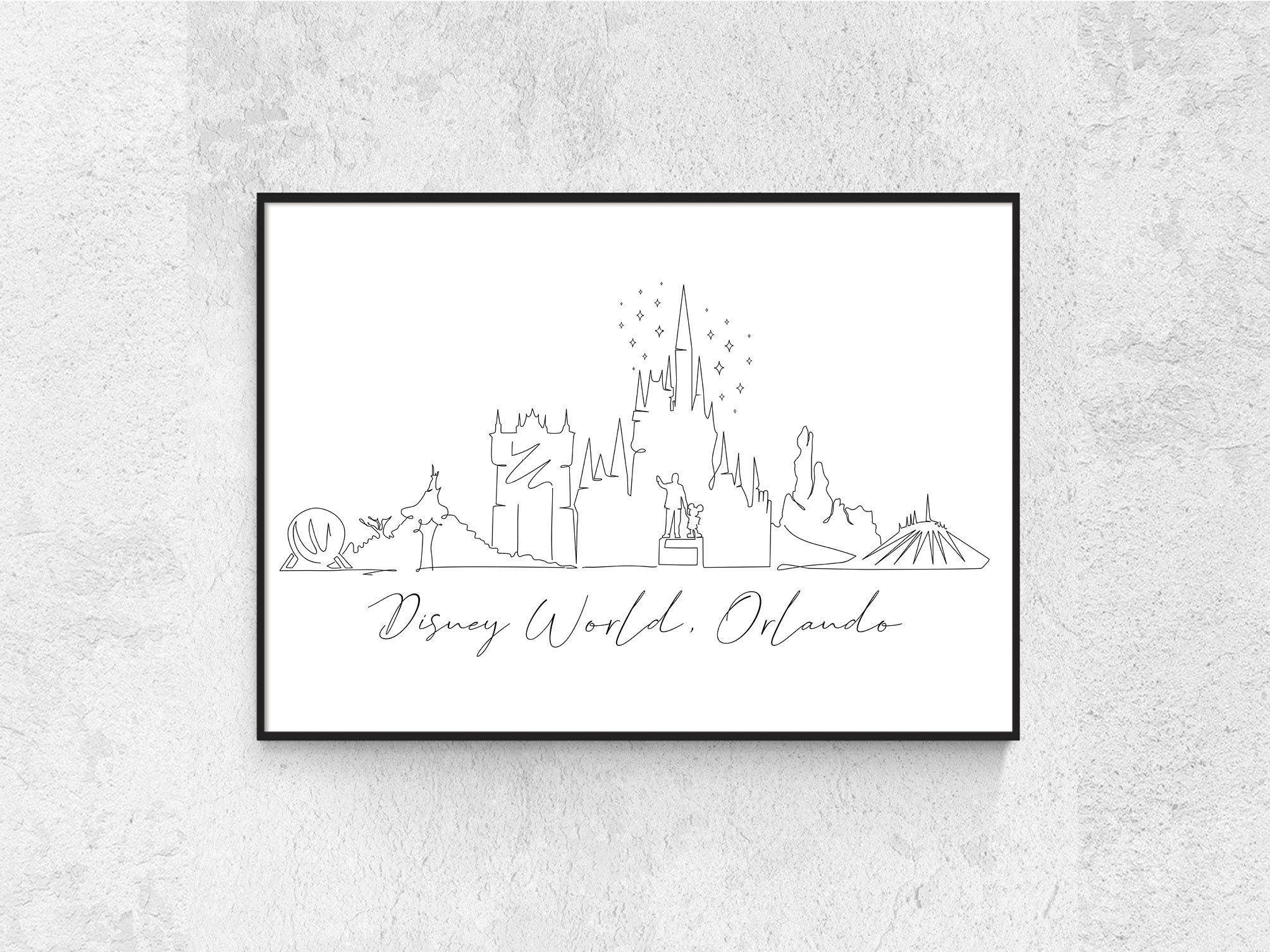 Disney World Orlando Skyline Line Art Print Disney Nursery - Etsy