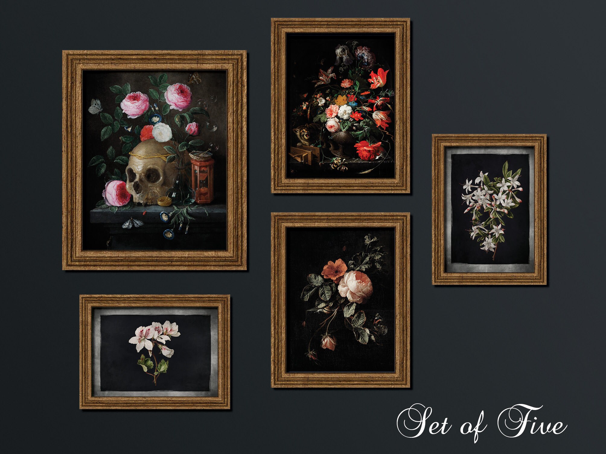Gothic Floral Print Set of 5 Antique Reproduction Prints. - Etsy