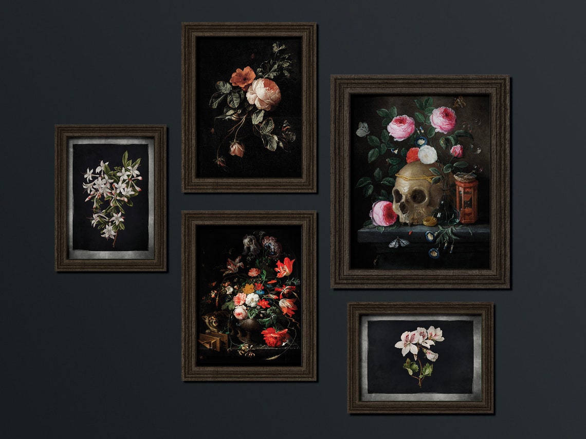 Gothic Floral Print Set of 5 Antique Reproduction Prints. - Etsy