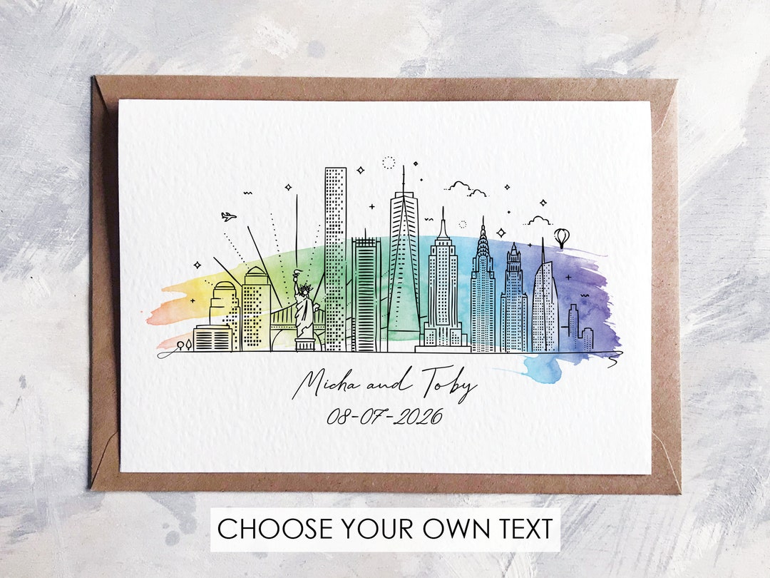 Personalised New York Wedding Card Custom New York Anniversary Card ...
