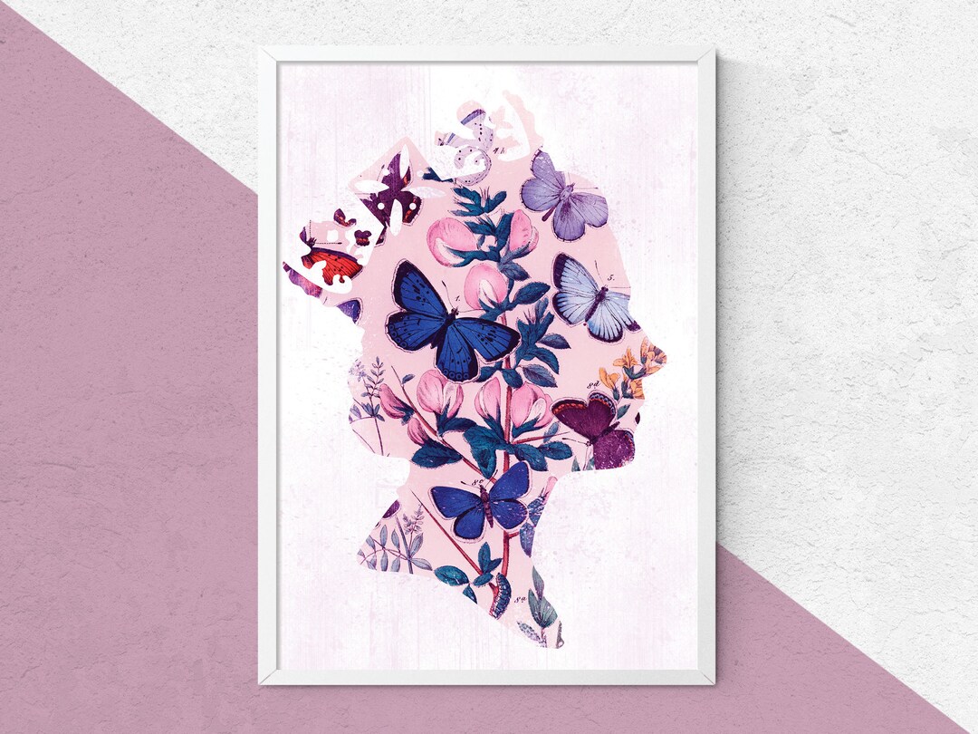 Modern Queen Elizabeth Print Queen Elizabeth Butterfly Print. Pink ...