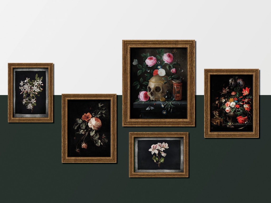 Gothic Floral Print Set of 5 Antique Reproduction Prints. - Etsy