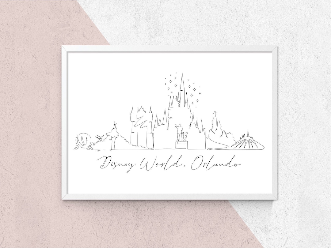 Disney World Orlando Skyline Line Art Print - Disney Nursery Art ...