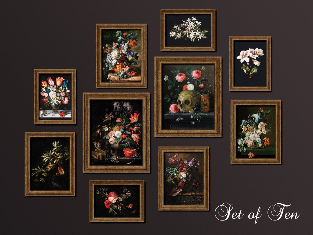 Gothic Floral Print Set of 10 | Antique Reproduction Prints. Gothic ...