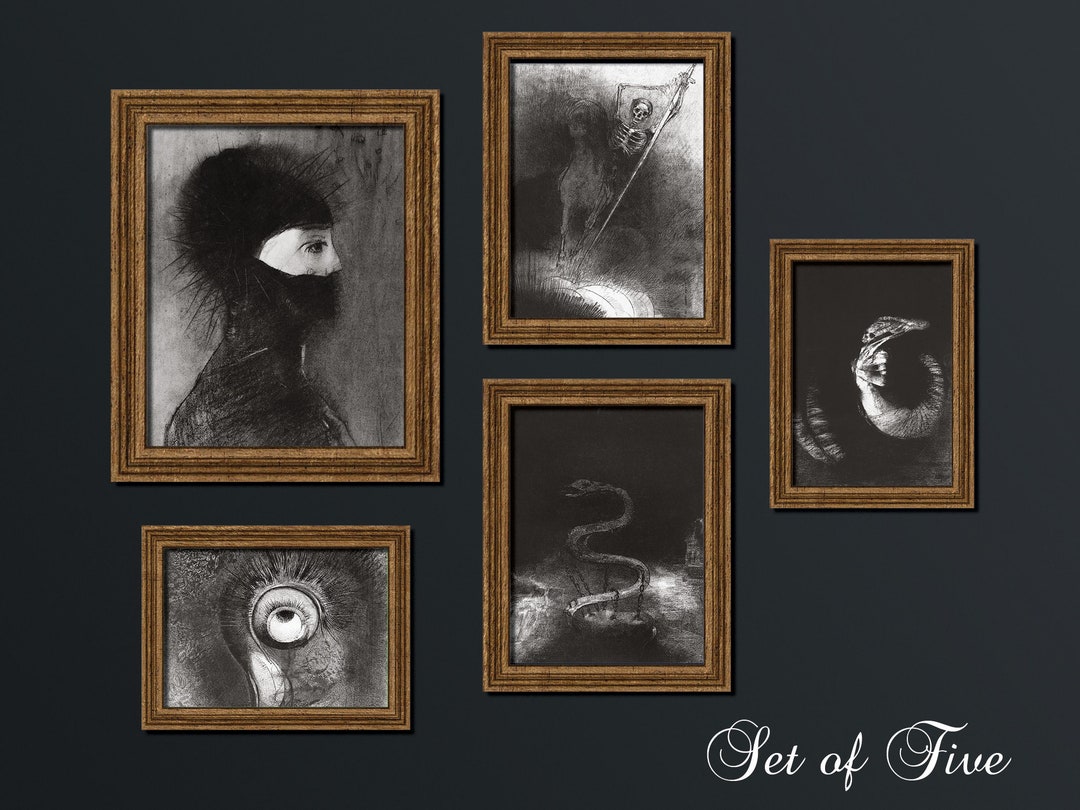Gothic Print Set of 5 Gothic Antique Reproduction Prints. Odilon Redon ...