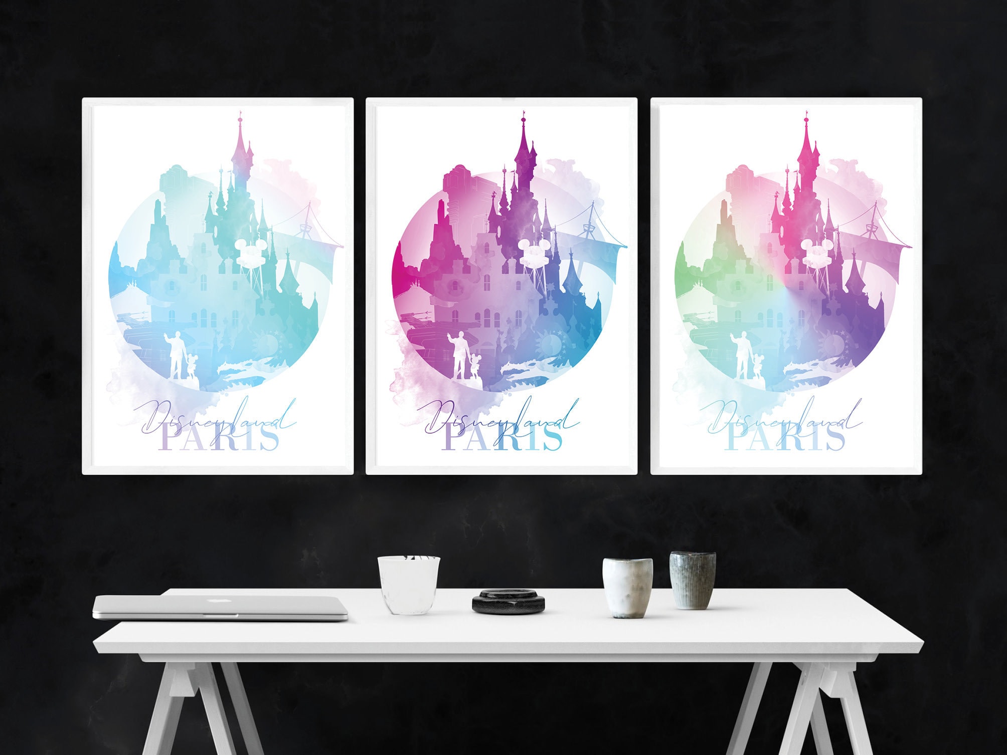 Disneyland Paris Skyline Print in Grey/blue Disney Nursery - Etsy Australia