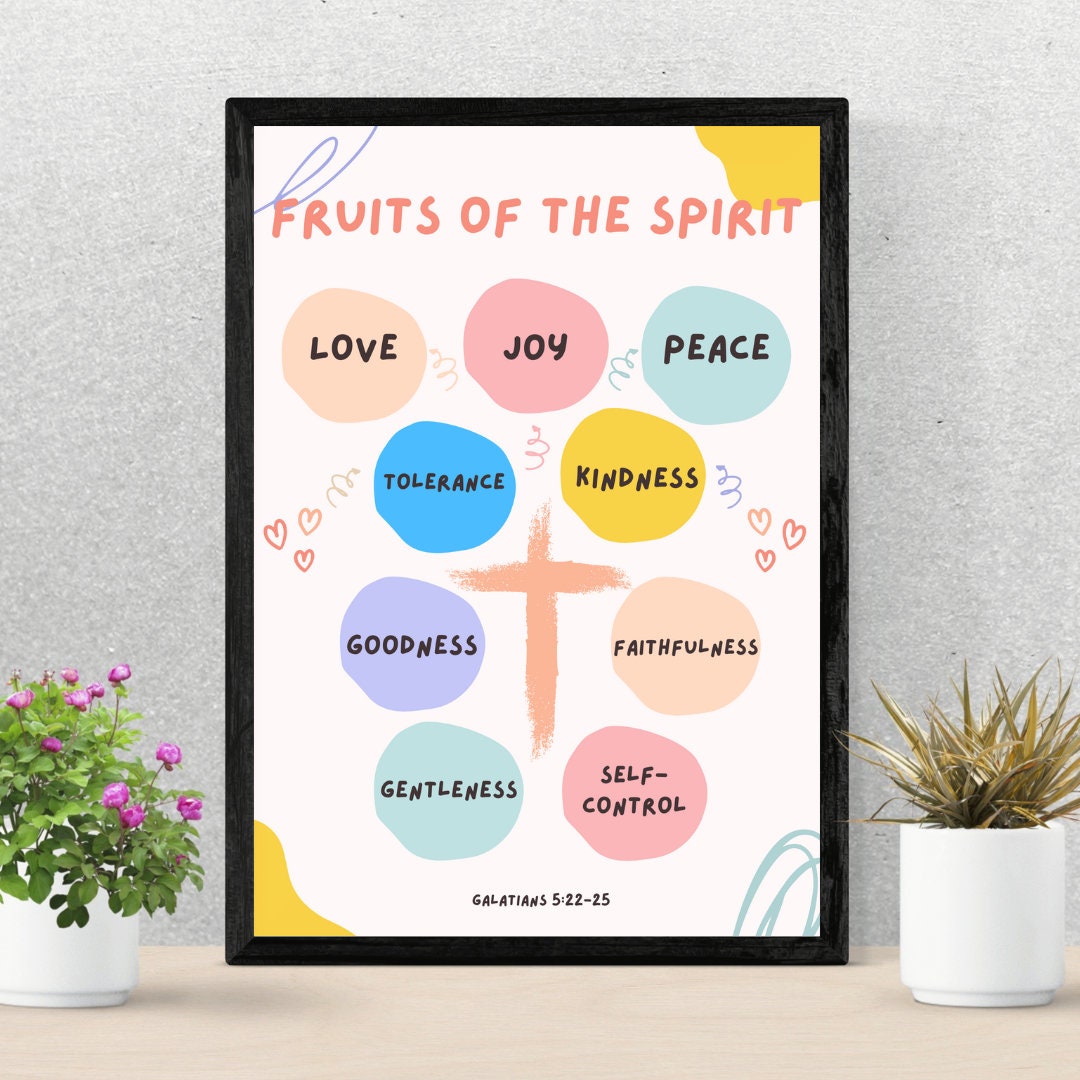 Fruits of the Spirit Poster for Kids (DIGITAL), Kids Wall Art, Christian Wall Art, Church Wall ...