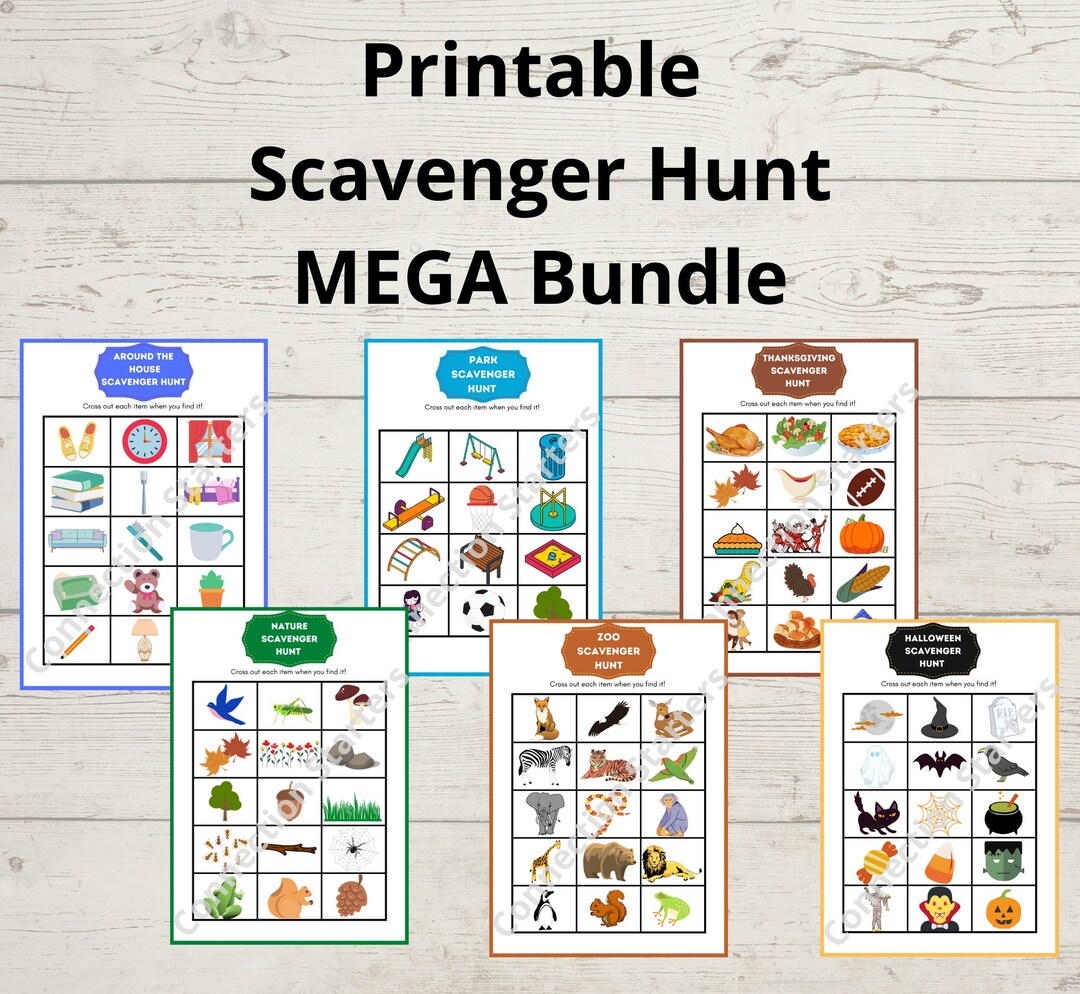 MEGA Scavenger Hunt Bundle Printable, at Home Search and Find, Around ...