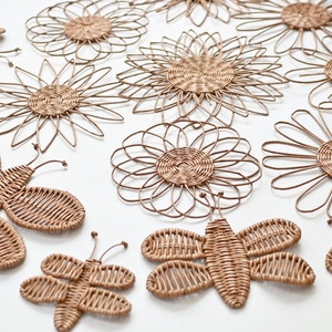 Wicker Flowers and Butterflies Wall Decor, Boho Wall Decor, Nursery ...