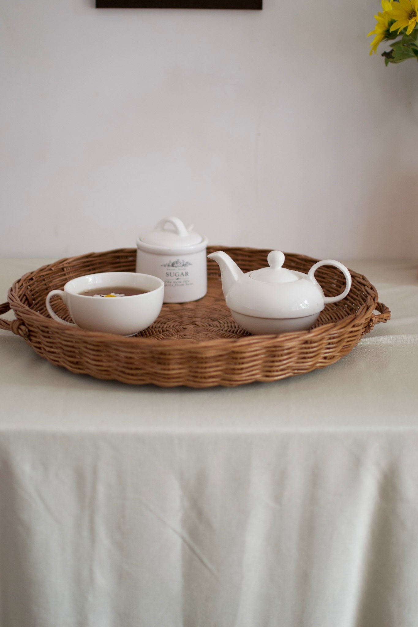 Round Wicker Tray Serving Tray Breakfast Tray Handmade - Etsy