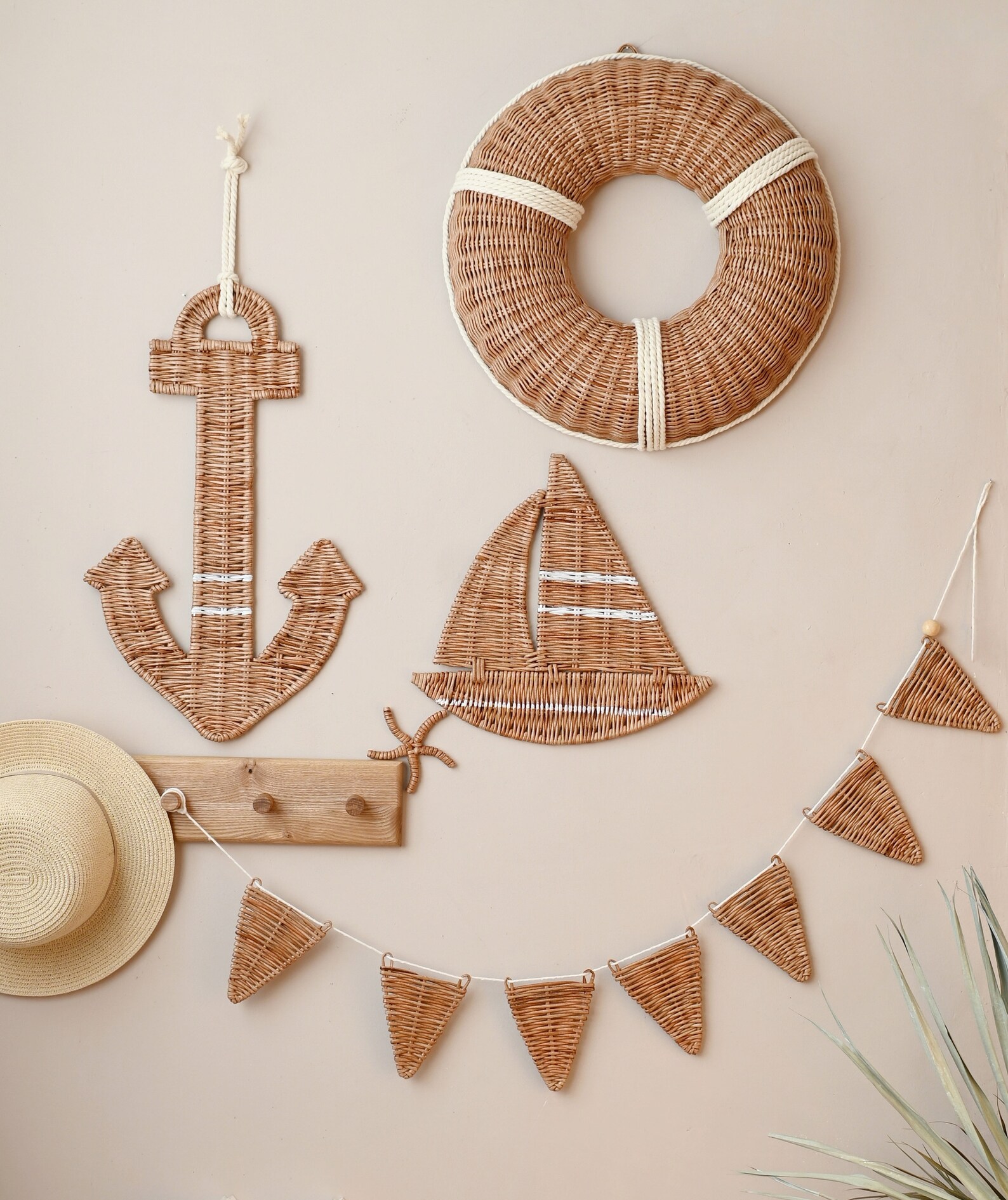 Nautical Style Kids Wall Decor Nautical Hangings Wicker Wall - Etsy