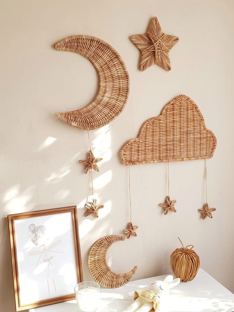 Handmade Wicker Moon Wall Hanging: Boho Nursery Decor - Etsy