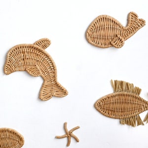 Wicker Marine Animals Wall Decor: Nautical Nursery Set - Etsy