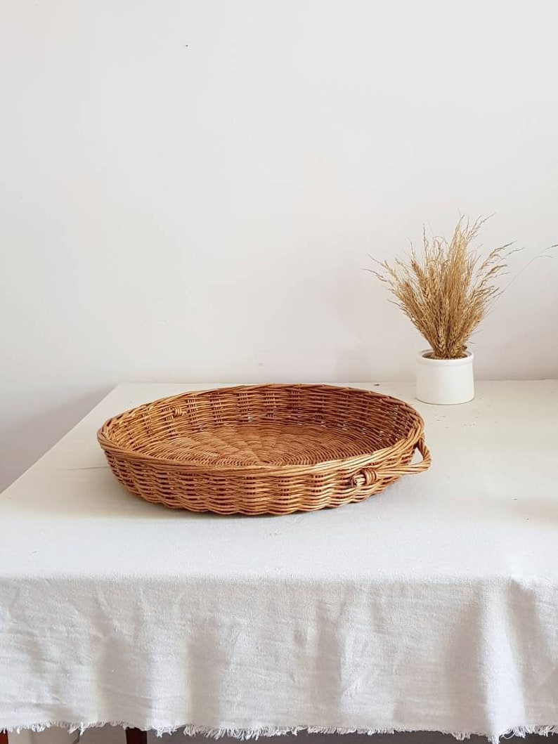 Wicker Tray, Kitchen Decor, Handwoven Tray, Coffee Table, Wicker Tray ...