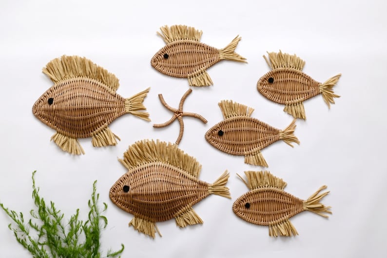 Wicker Wall Fish Decorative Wall Fish Coastal Wall Decor - Etsy