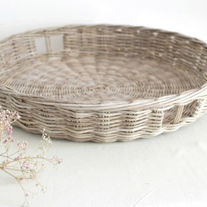 Round Wicker Tray, Serving Tray, Breakfast Tray, Handmade Tray, Kitchen ...