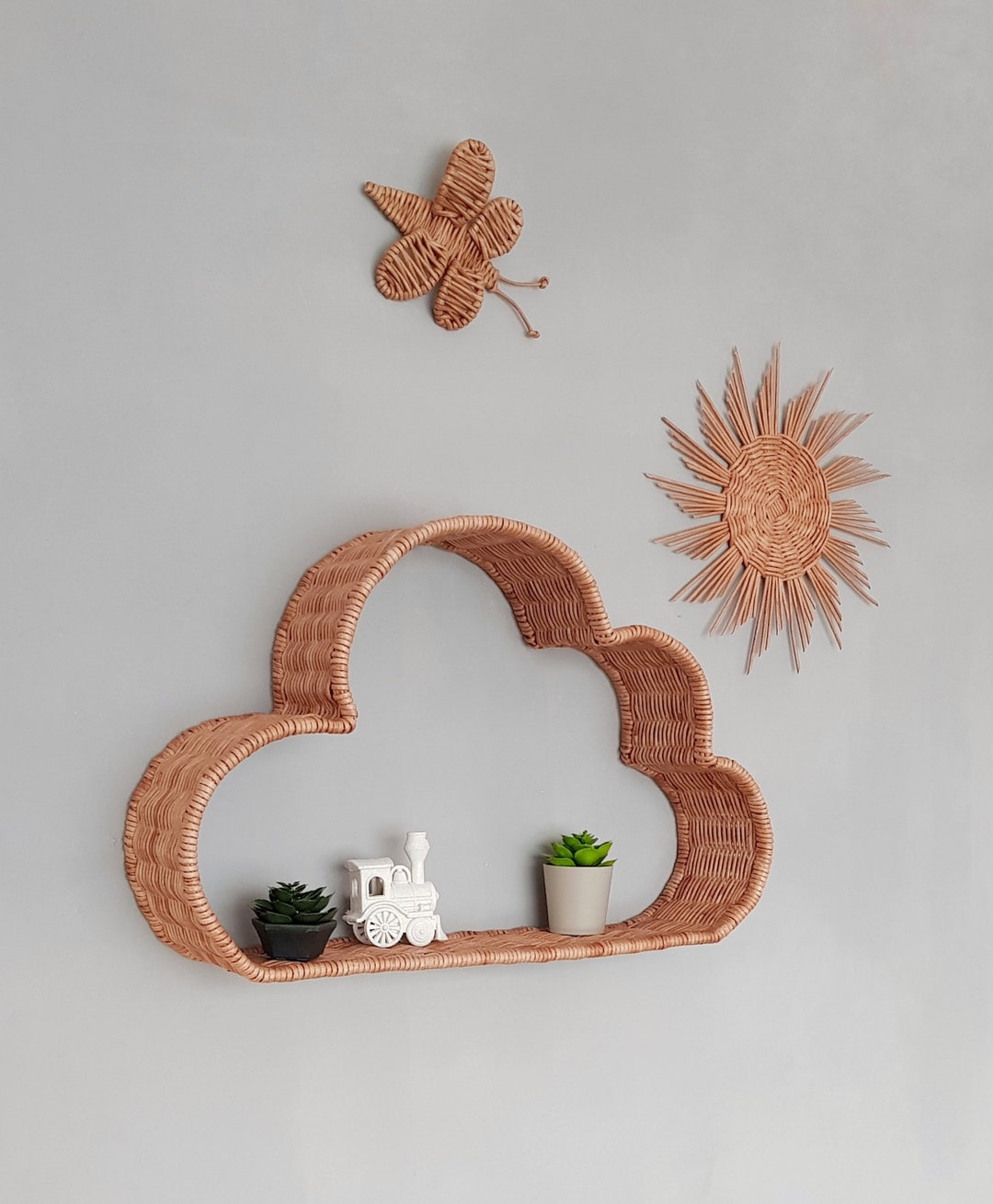 Nursery Wall Shelf, Nursery Wall Hanging, Woven Wall Decor, Cloud Wall ...