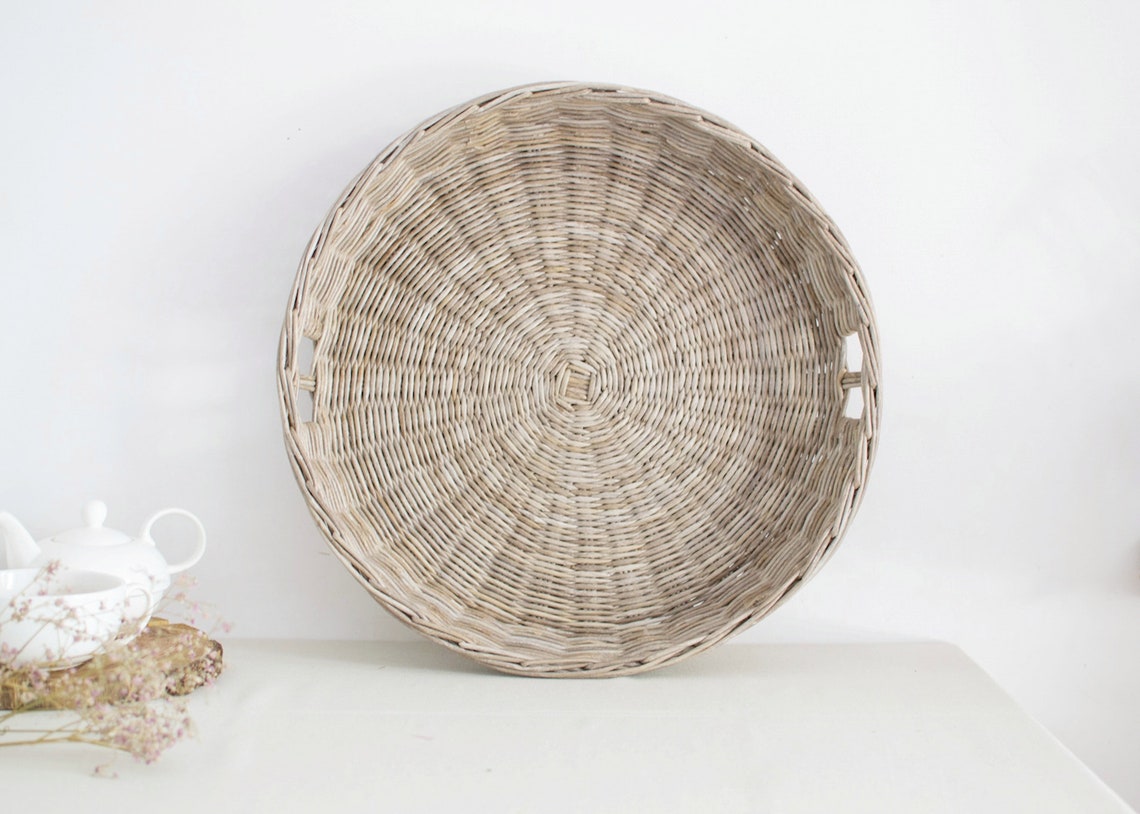 Round Wicker Tray Serving Tray Breakfast Tray Handmade - Etsy