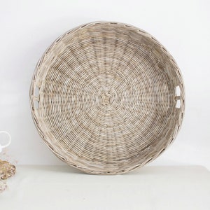 Round Wicker Tray, Serving Tray, Breakfast Tray, Handmade Tray, Kitchen ...