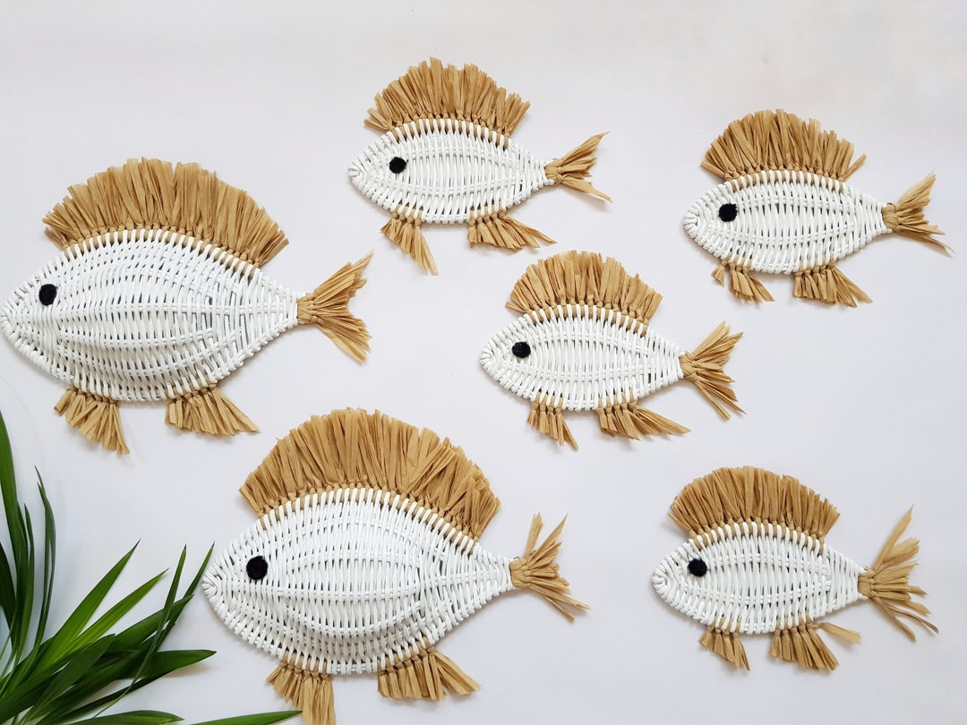White Wicker Fish Wall Decor: Marine Coastal Art - Etsy