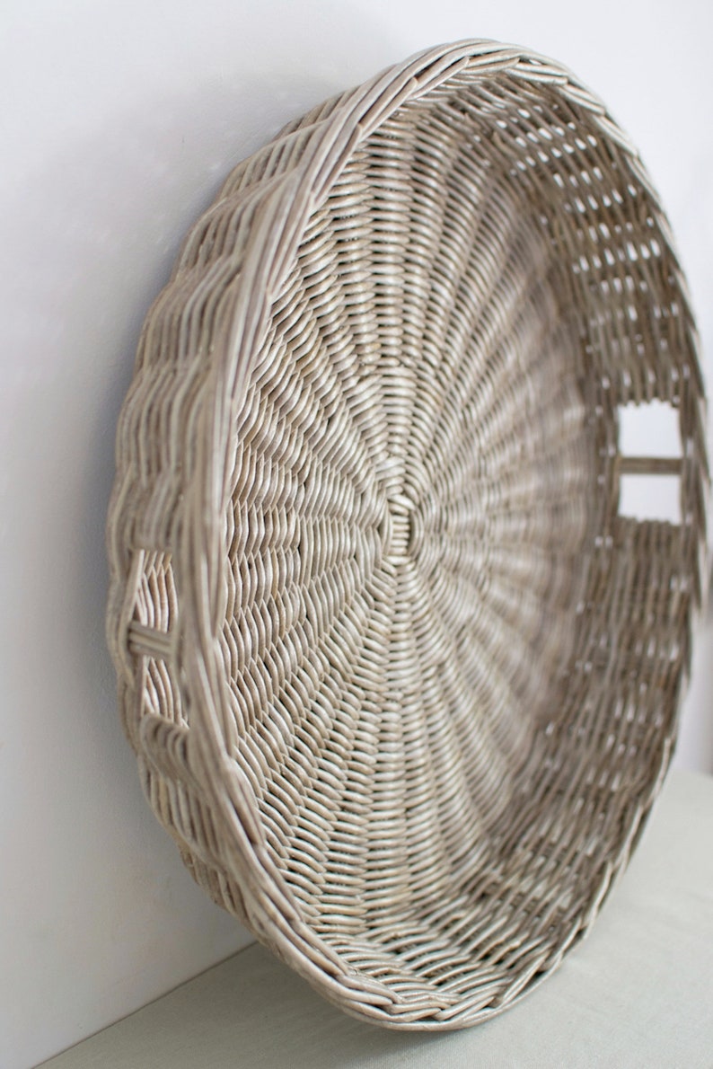 Round Wicker Tray Serving Tray Breakfast Tray Handmade - Etsy