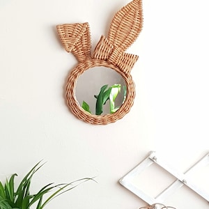 Animal Head Mirror, Nursery Mirror, Baby Mirror, Wicker Kids Mirror ...