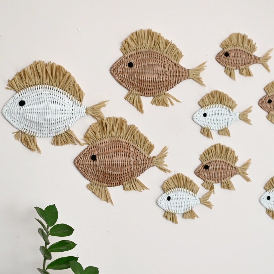 Decorative Wall Fish, Wicker Fish Decor, Nursery Wall Decor, Underwater ...