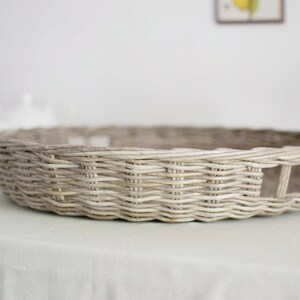 Round Wicker Tray, Serving Tray, Breakfast Tray, Handmade Tray, Kitchen ...