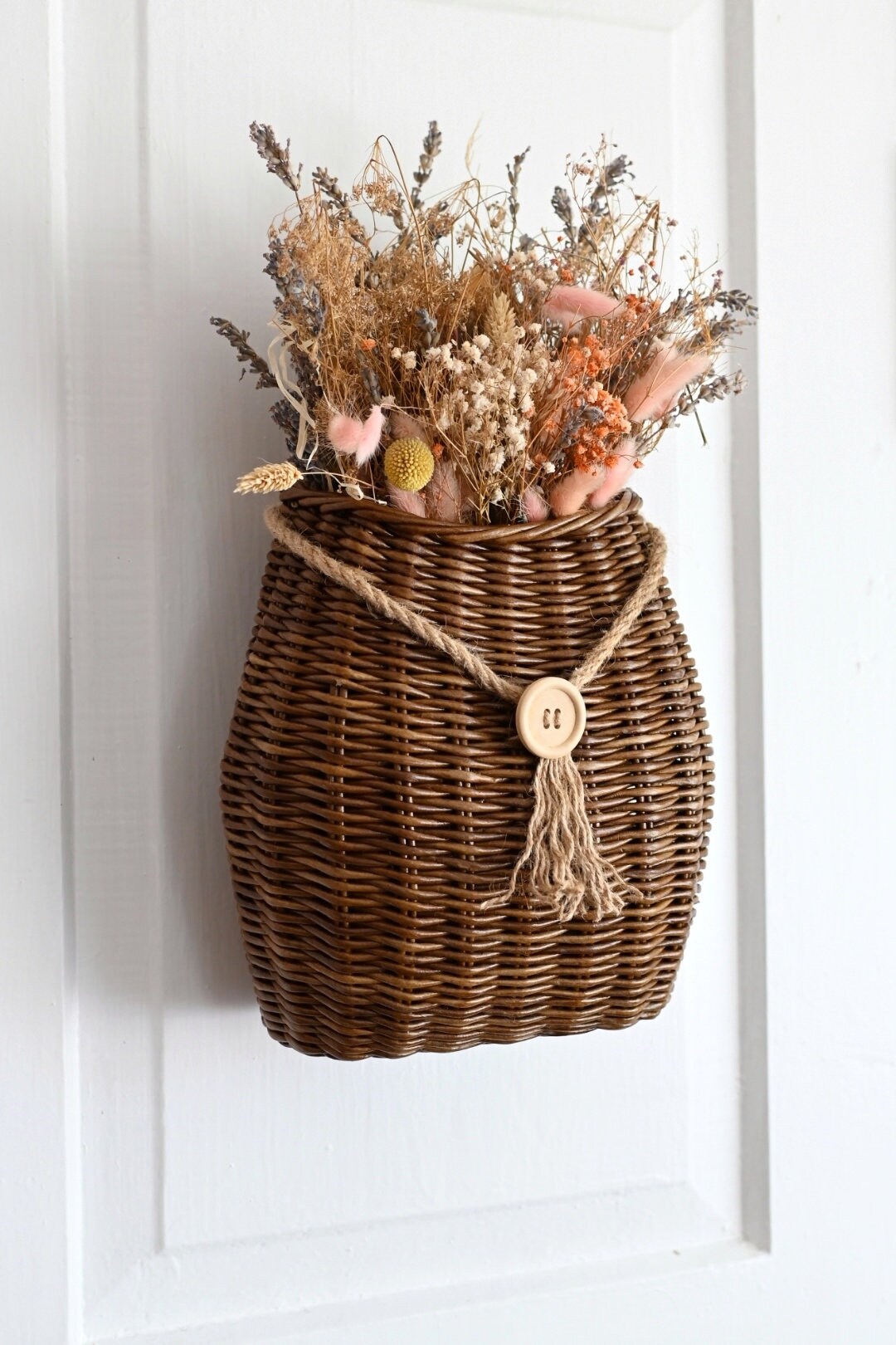 Rustic Wicker Door Basket: Hanging Flower Storage - Etsy