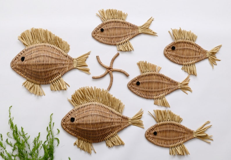 Wicker Wall Fish Decorative Wall Fish Coastal Wall Decor - Etsy