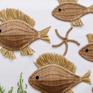 Wicker Wall Fish, Decorative Wall Fish, Coastal Wall Decor, Wicker Fish ...