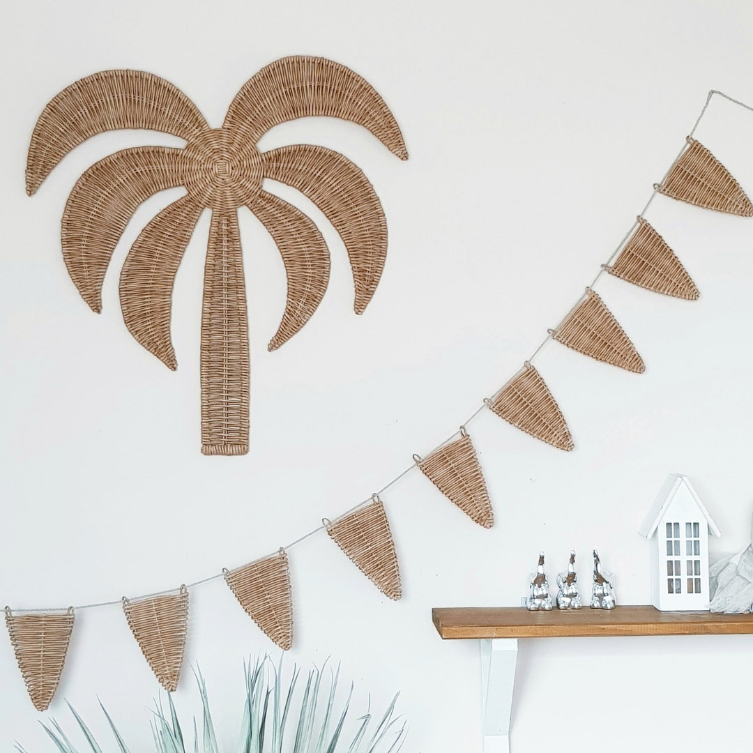 Wicker Palm Tree Wall Decor Palm Tree Wall Hanging Coastal - Etsy