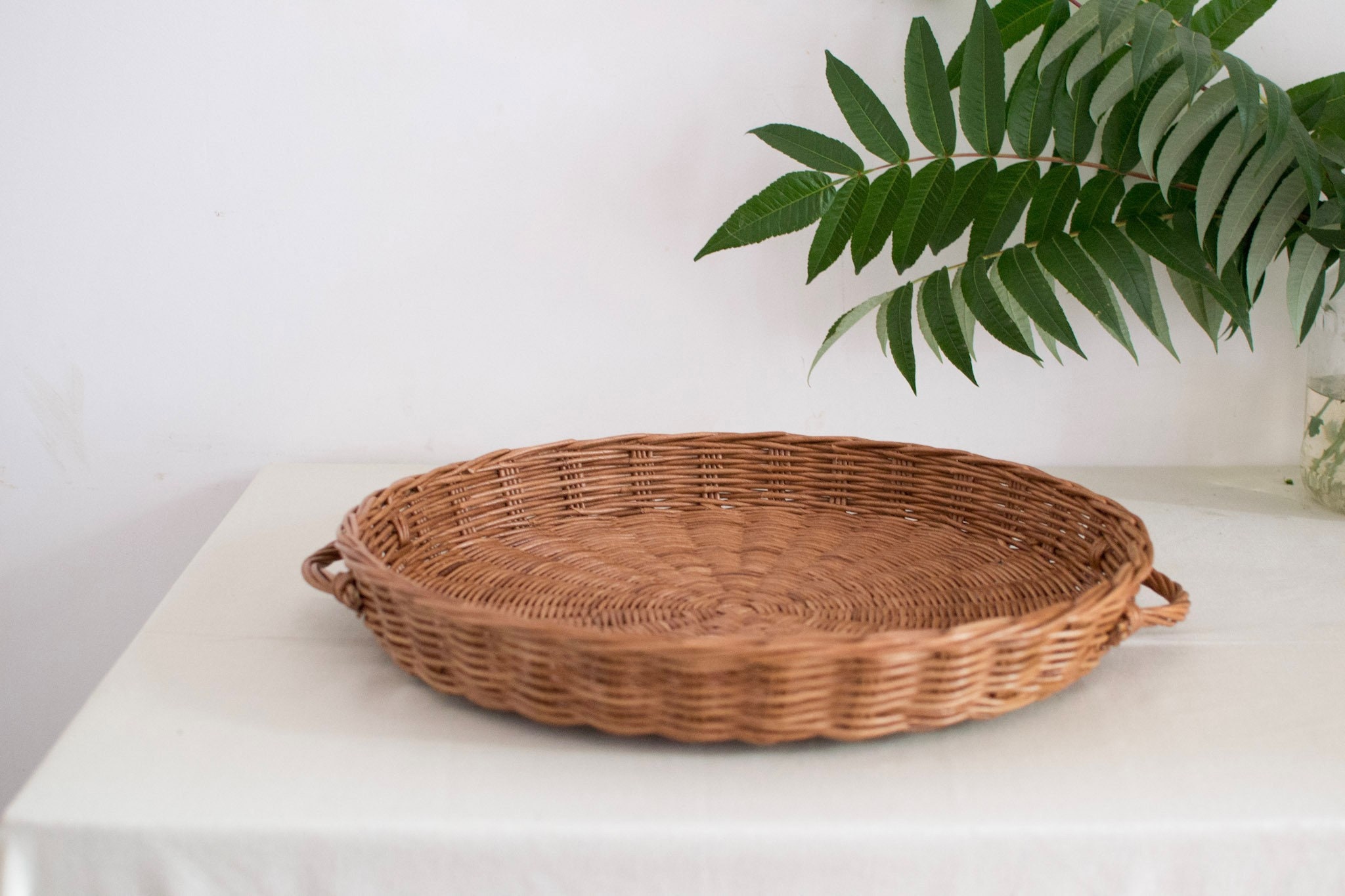 Round Wicker Tray Serving Tray Breakfast Tray Handmade - Etsy
