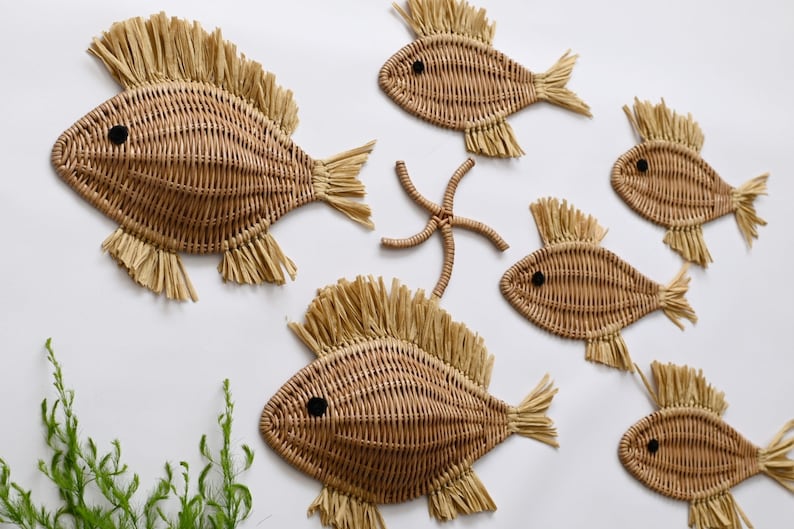 Wicker Wall Fish Decorative Wall Fish Coastal Wall Decor - Etsy