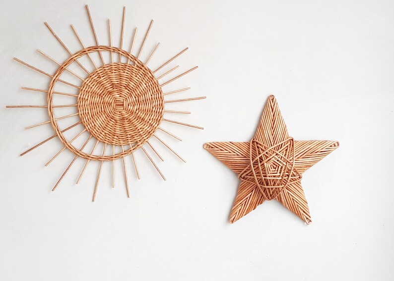 Nursery Wicker Wall Decor Boho Wicker Wall Decor Wicker Wall Sun Wicker ...